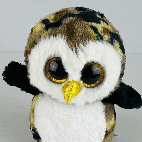 Ty | Toys | Ty Beanie Boos Medium Size Owliver The Owl Gold Black Eyes ...